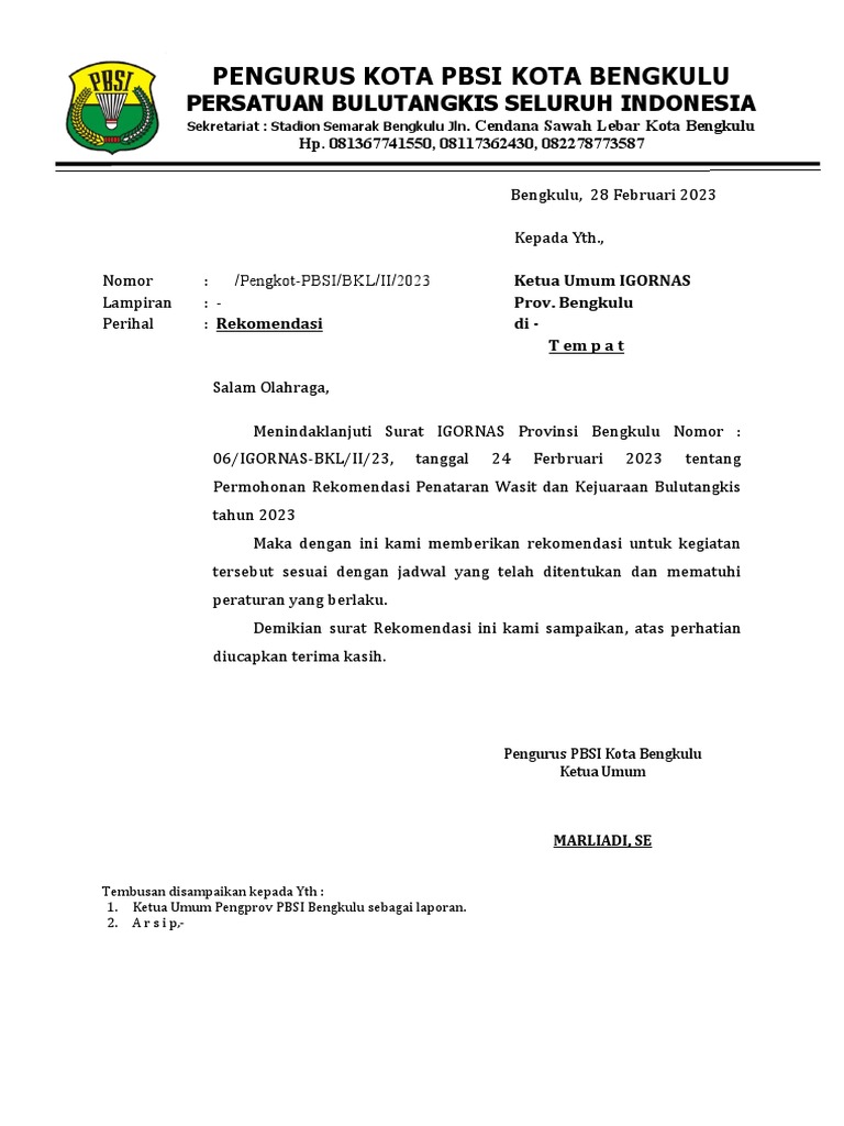 Surat Rekomendasi | PDF