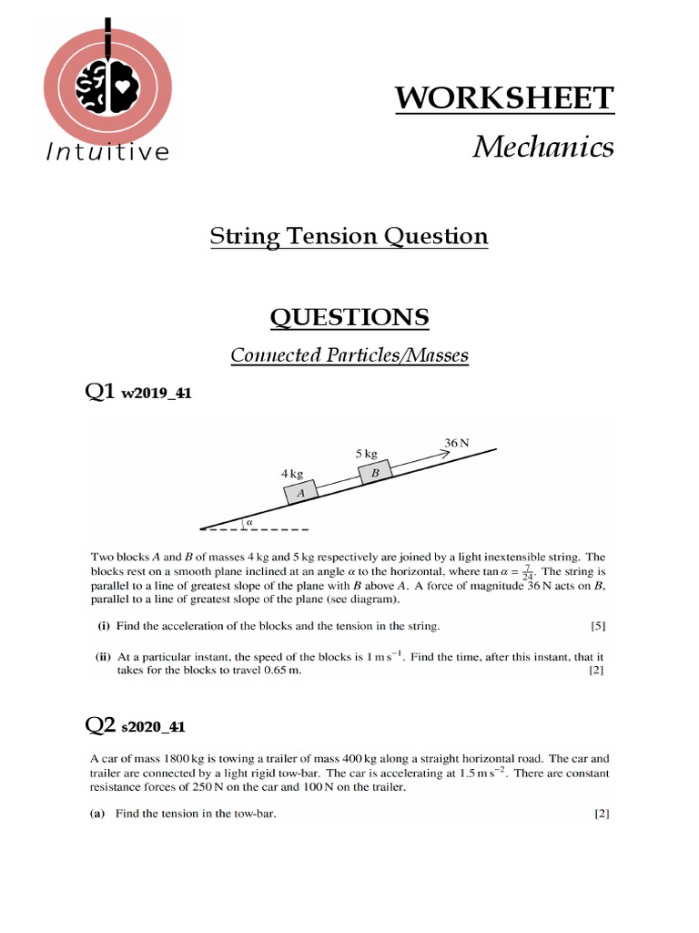 Forces - String Tension - WORKSHEET | PDF