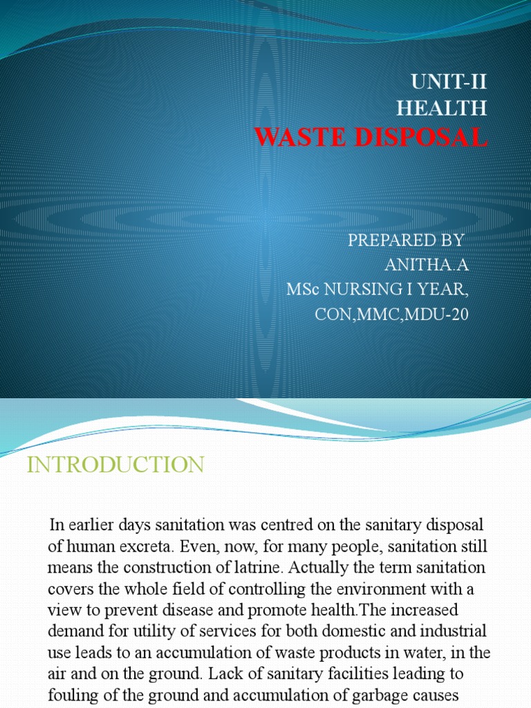 Unit-II Waste Disposal | PDF | Municipal Solid Waste | Sewage Treatment