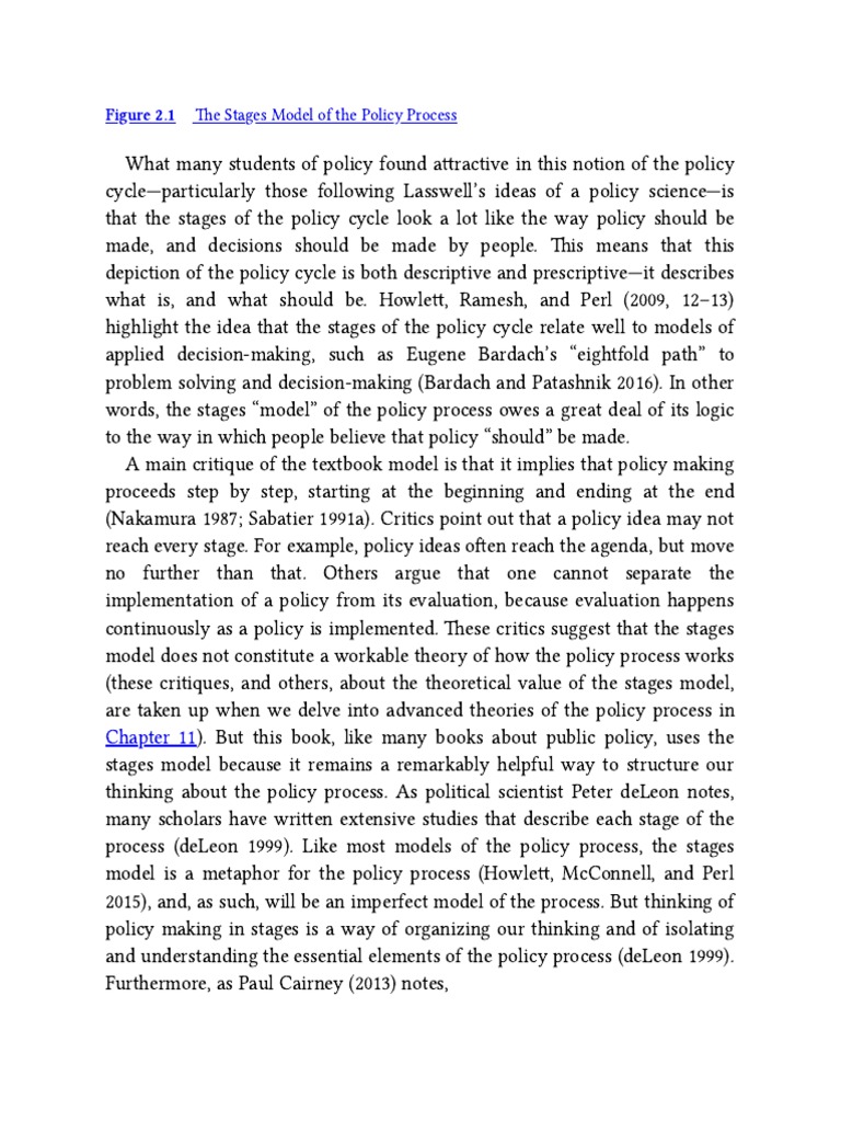 Figure 2.1 e Stages Model of The Policy Process | PDF | Policy ...