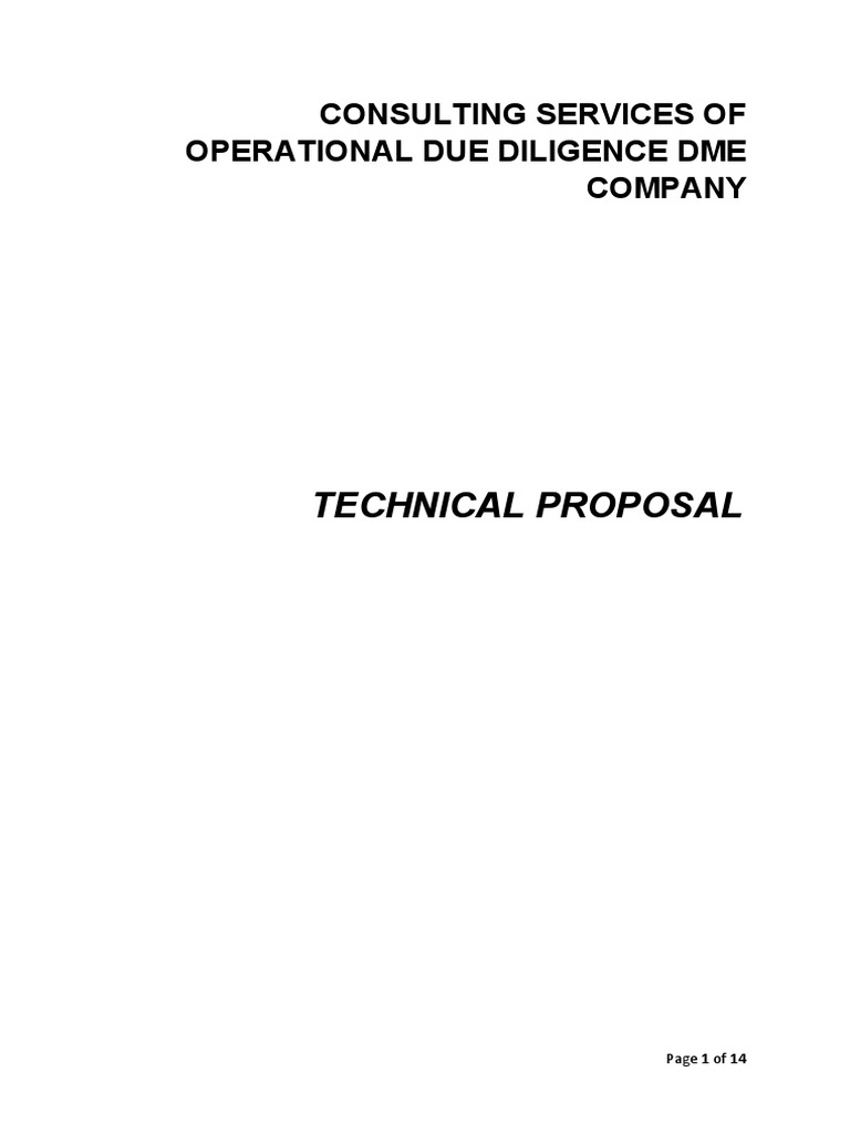 Technical Proposal Dme Due Diligence | PDF | Mergers And Acquisitions ...