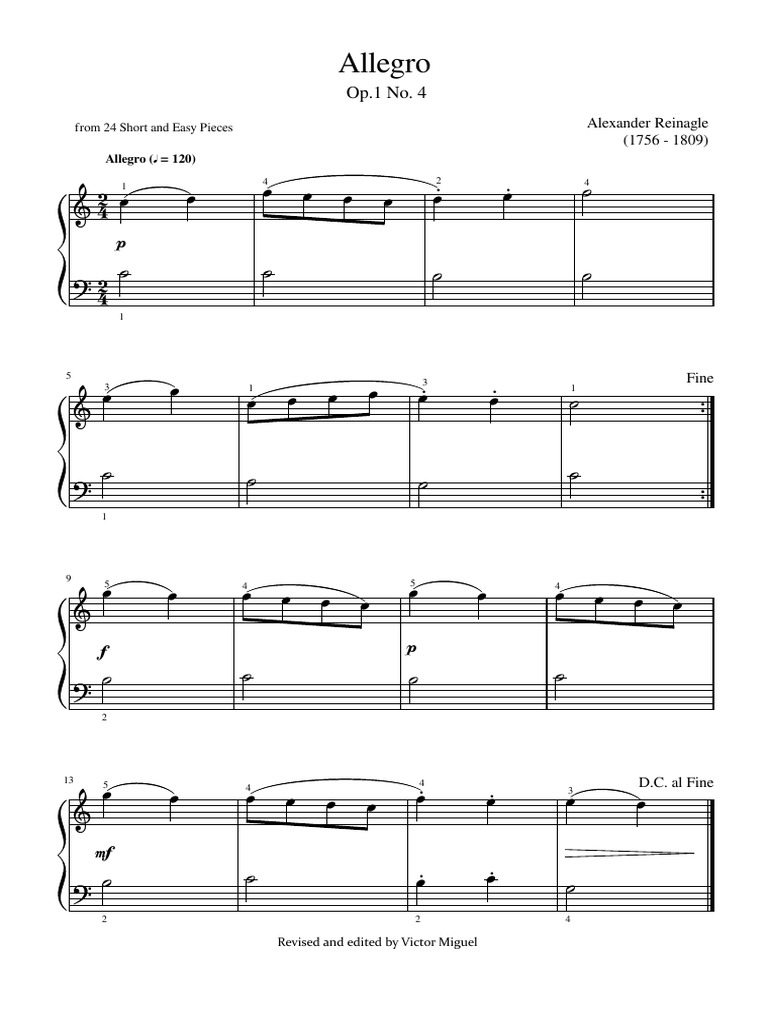 Allegro No. 4 - Alexander Reinagle | PDF