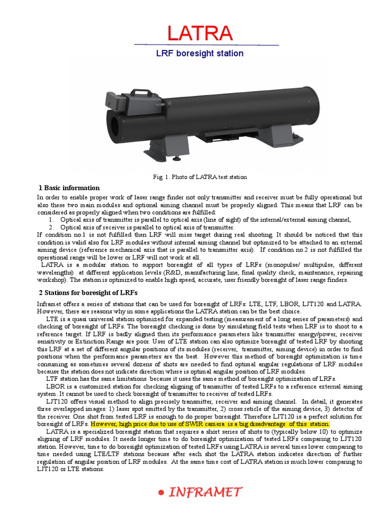 Latra LRF Boresighting | PDF | Infrared | Field Of View
