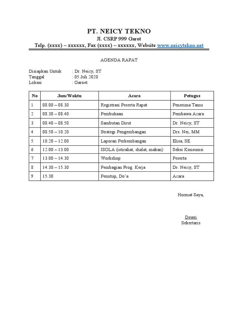 Agenda Rapat Pdf
