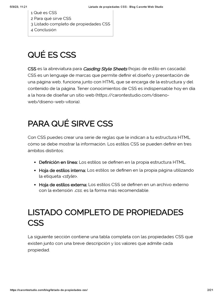 Listado Completo de Propiedades CSS | PDF | Medios interactivos ...