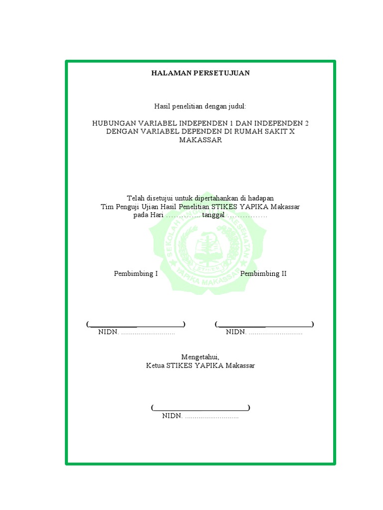 Lampiran 4. Contoh Surat Persetujuan Proposal-Skripsi | PDF