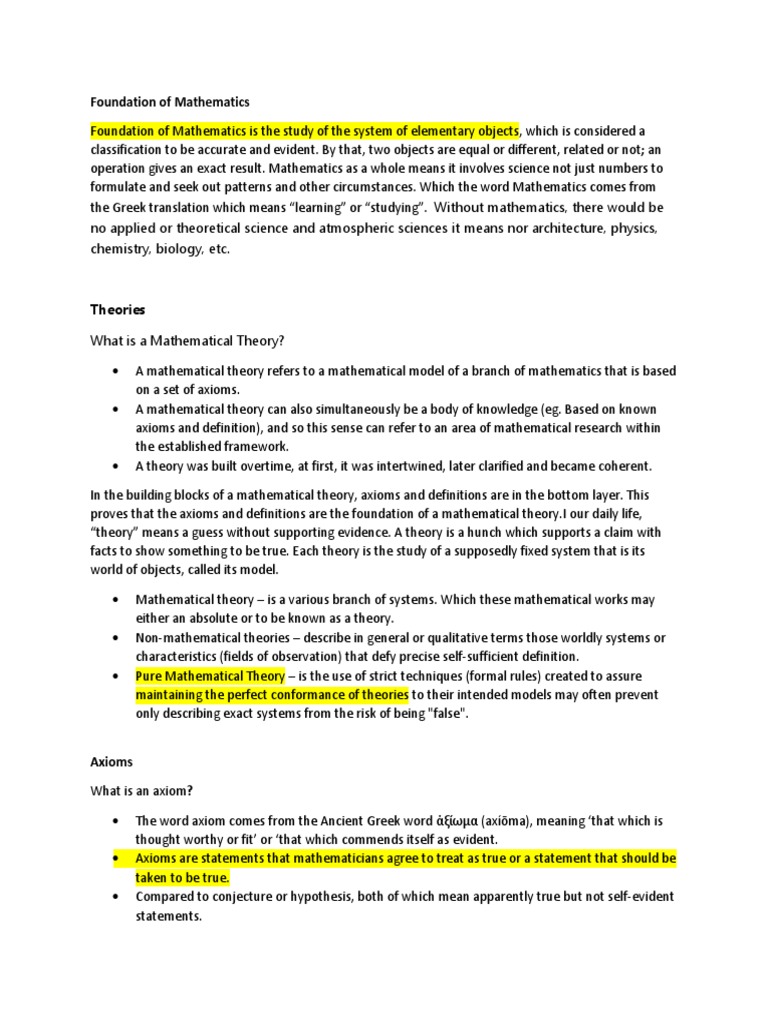 Foundation of Mathematics - Group 2 | PDF | Axiom | Mathematics