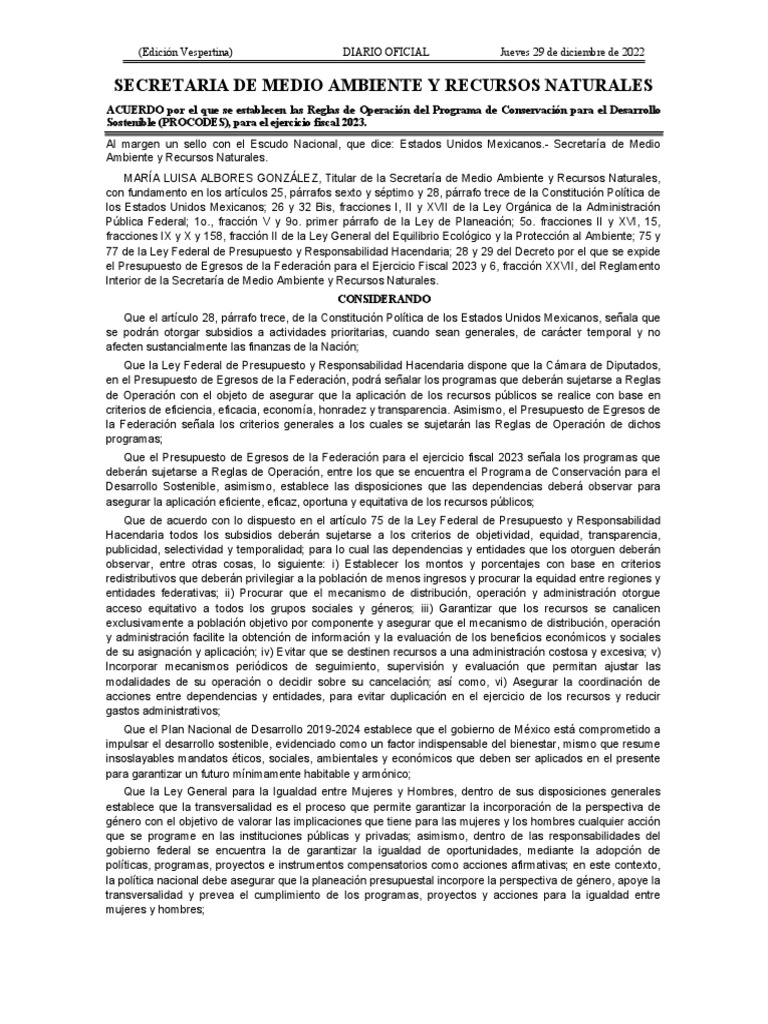 Reglas de Operacion PROCODES2023 | PDF | Desarrollo sostenible | Sustentabilidad