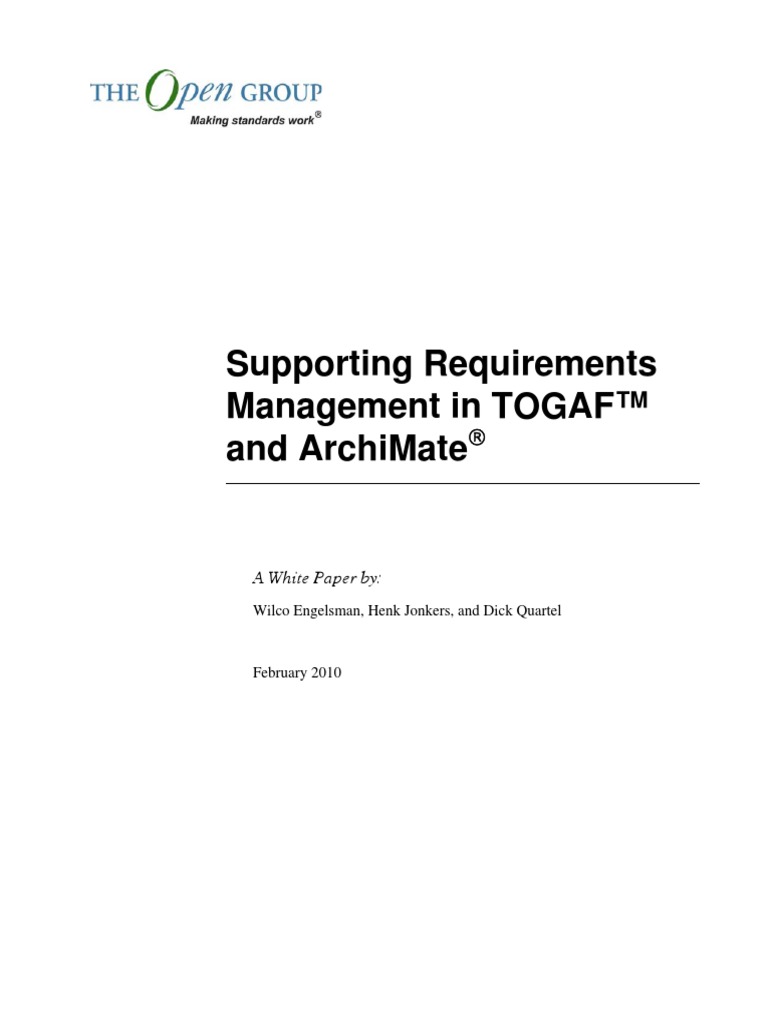 Supporting Requirements Management in Togaf™ and Archimate: A White ...