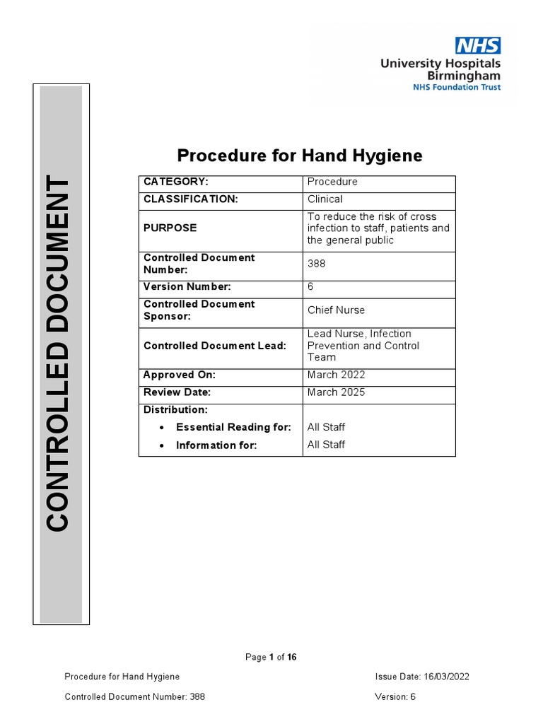 Hand Hygiene Procedure | Download Free PDF | Hand Washing | Hospital ...