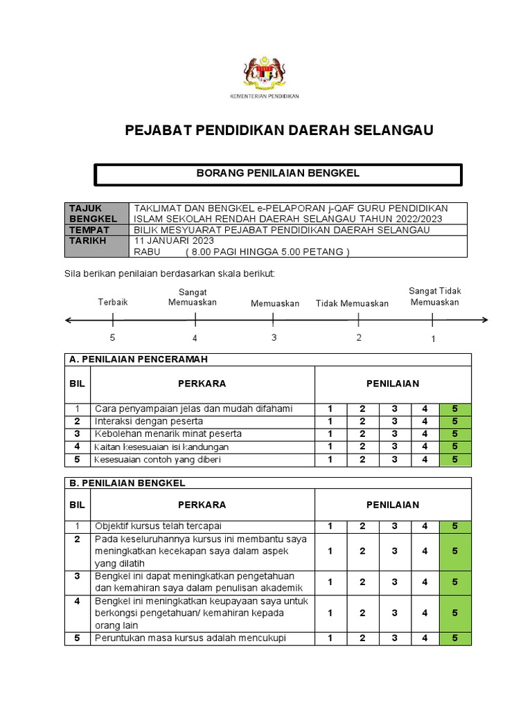 Penilaian Bengkel e-Pelaporan j-QAF | PDF
