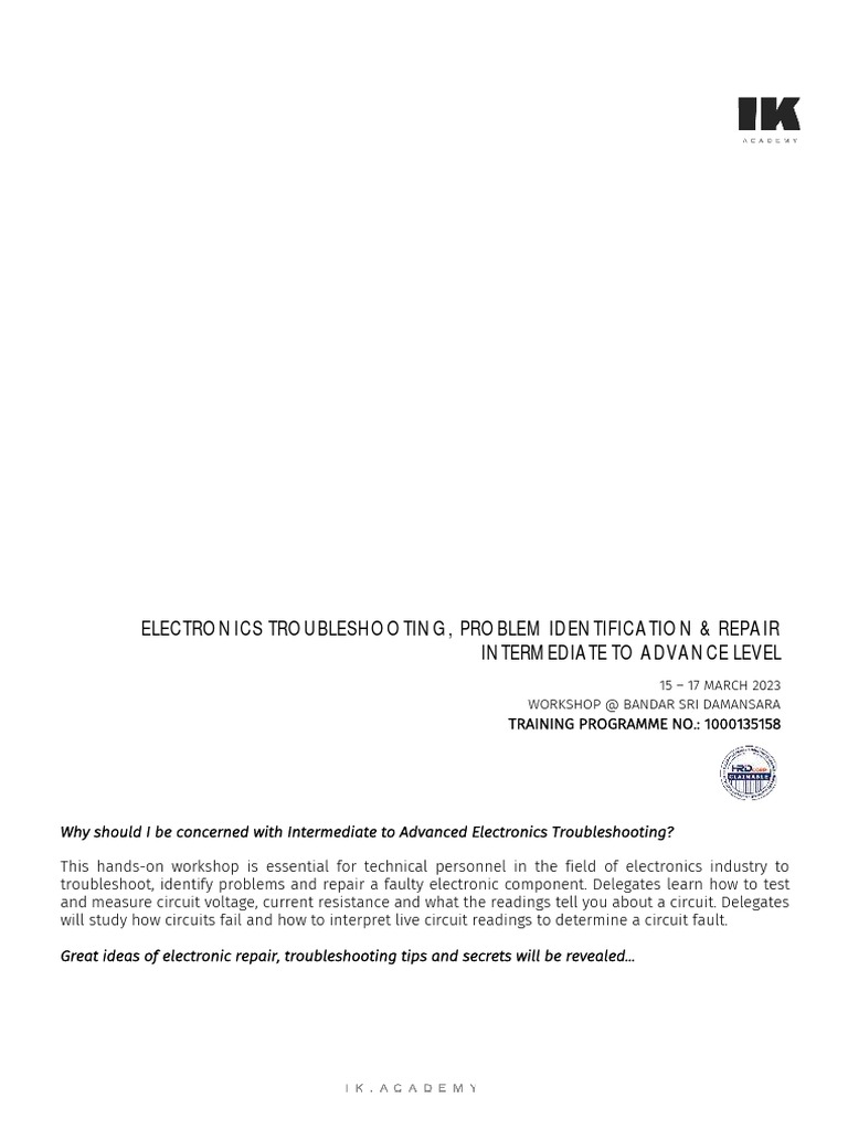 Intermediate To Advance Electronics Troubleshooting (March 2023) IkA | PDF | Troubleshooting ...