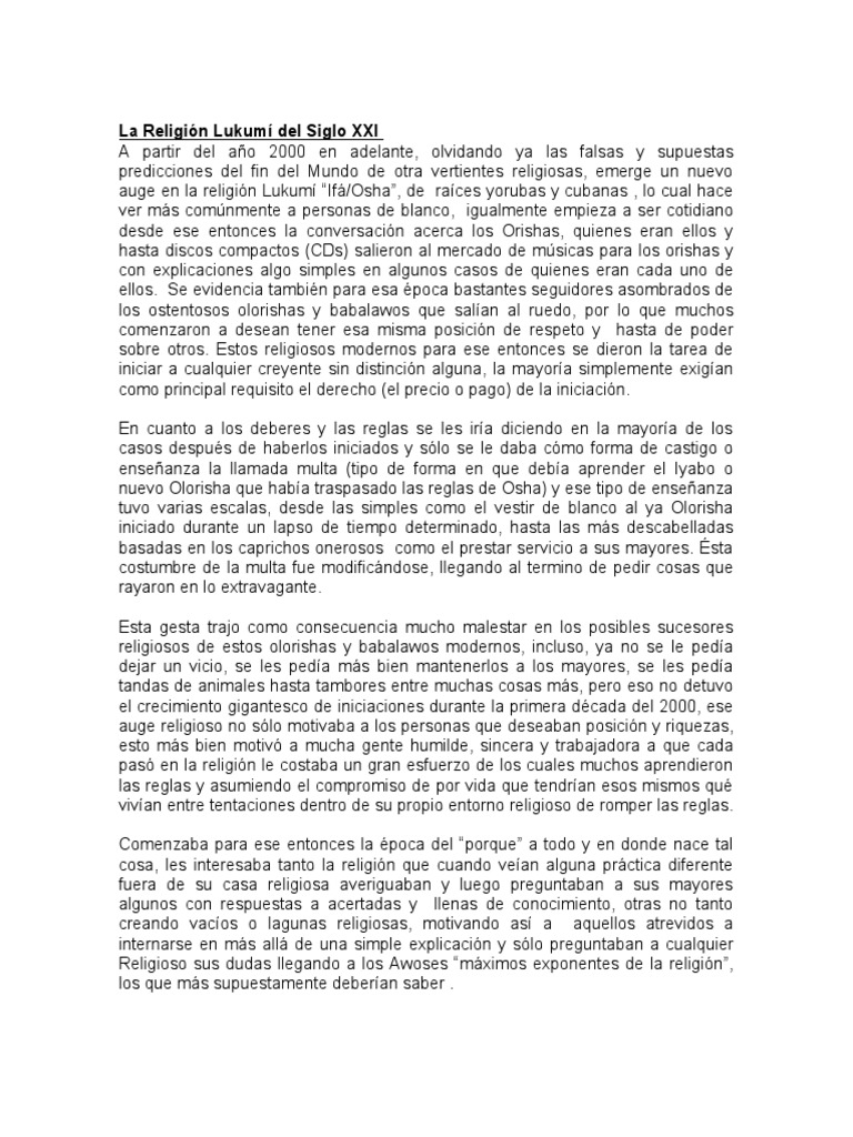 La Religión Lukumi Del Siglo XXI | PDF | Santeria | Religión étnica