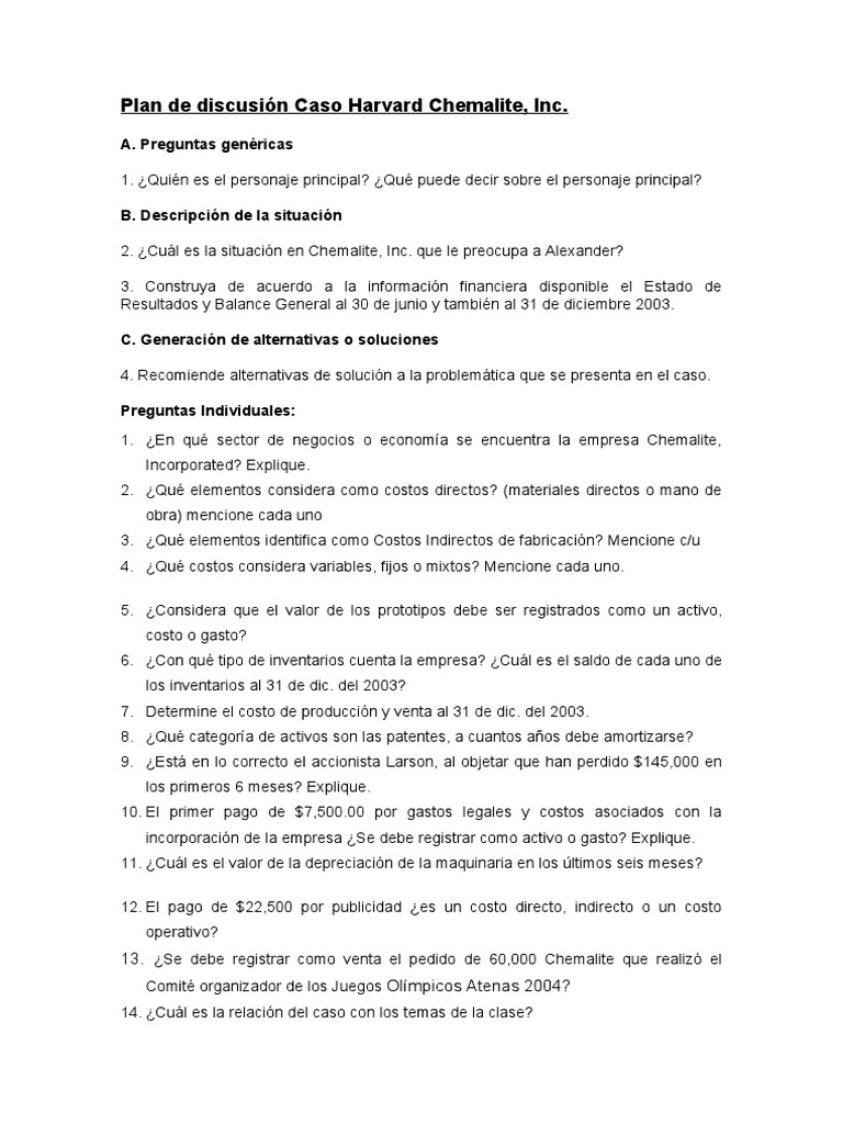 Plenaria Caso Harvad Chemalite | PDF