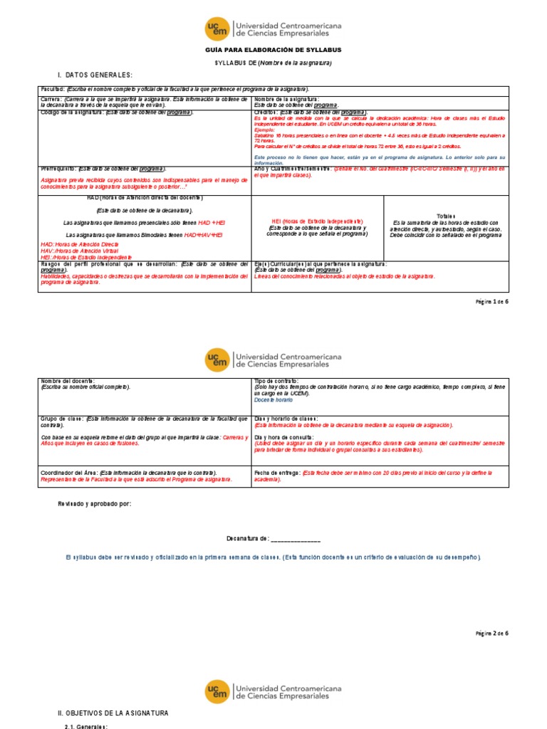 Formato de Syllabus | PDF | Evaluación | Aprendizaje