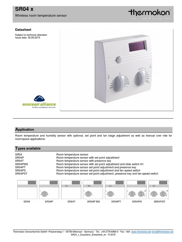 Datasheet: Wireless Room Temperature Sensor | PDF | Lighting | Energy ...