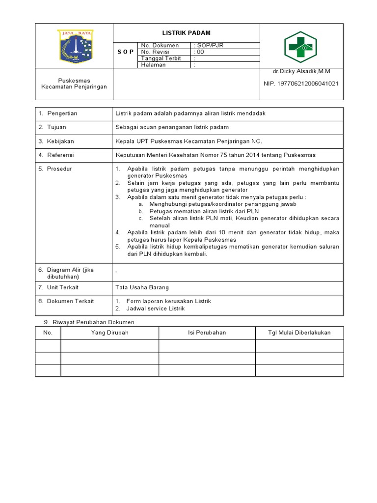 SOP Listrik Padam | PDF