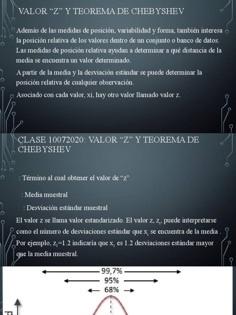 Valor Z y Teorema de Chebyshev | PDF | Desviación Estándar | Análisis estadístico