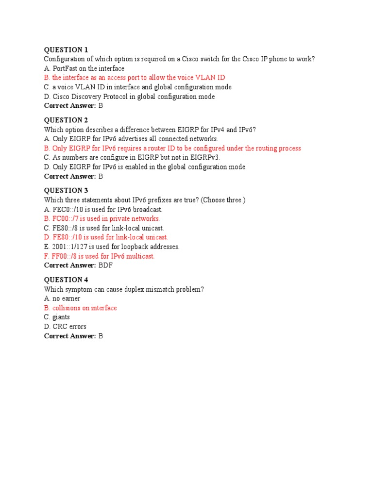 Cisco CCNA Exam Practice Questions and Answers | PDF | I Pv6 | Router (Computing)