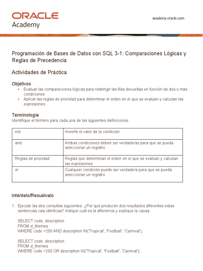 DP 3 1 Practice Esp | PDF | SQL | Informática