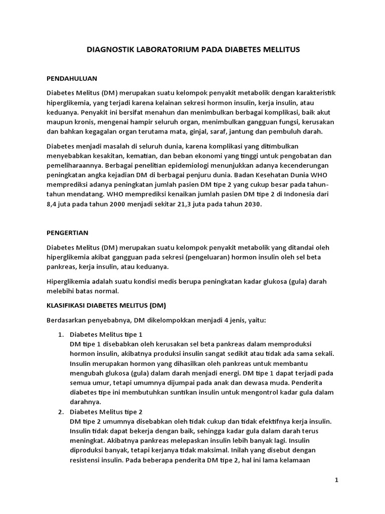 Pemeriksaan Lab pada DM tipe 2 | PDF