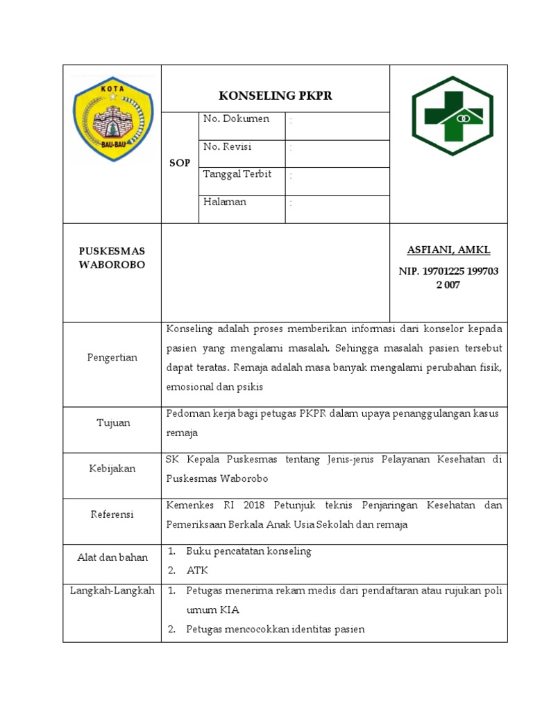 Sop Konseling PKPR | PDF