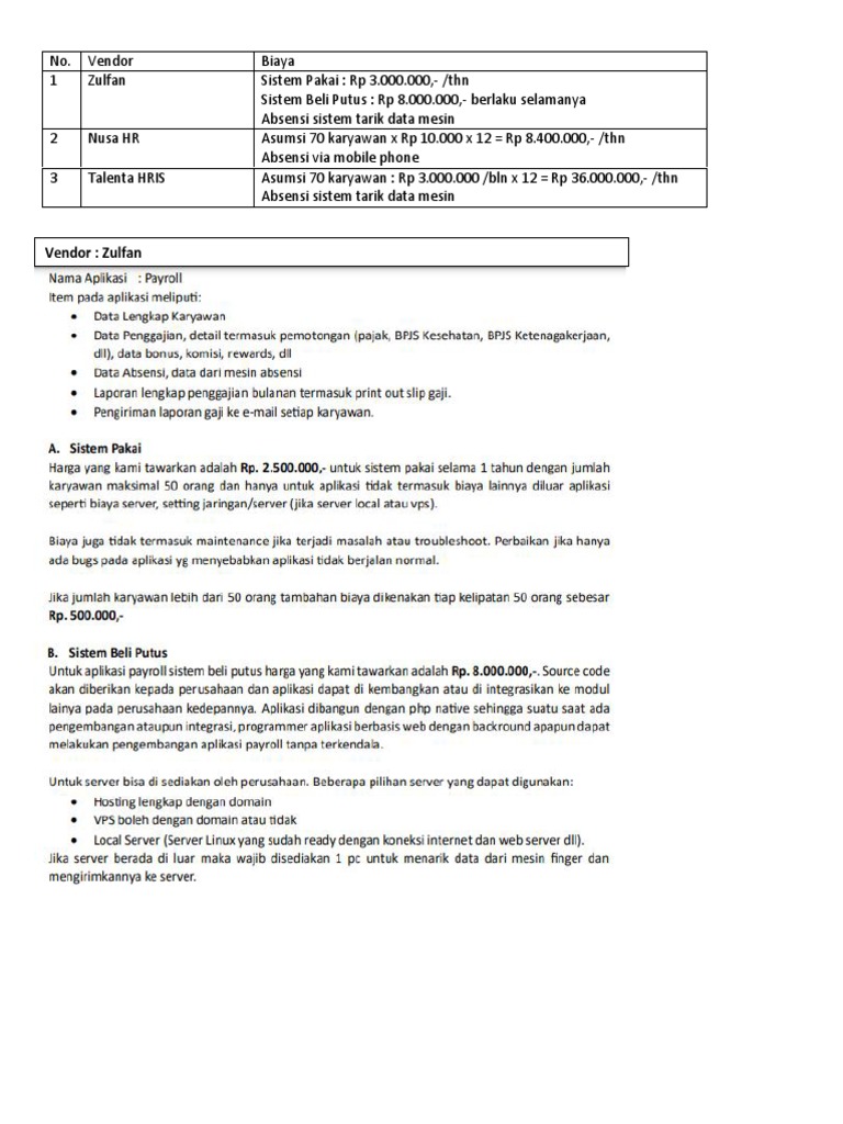 Penawaran Program Payroll | PDF
