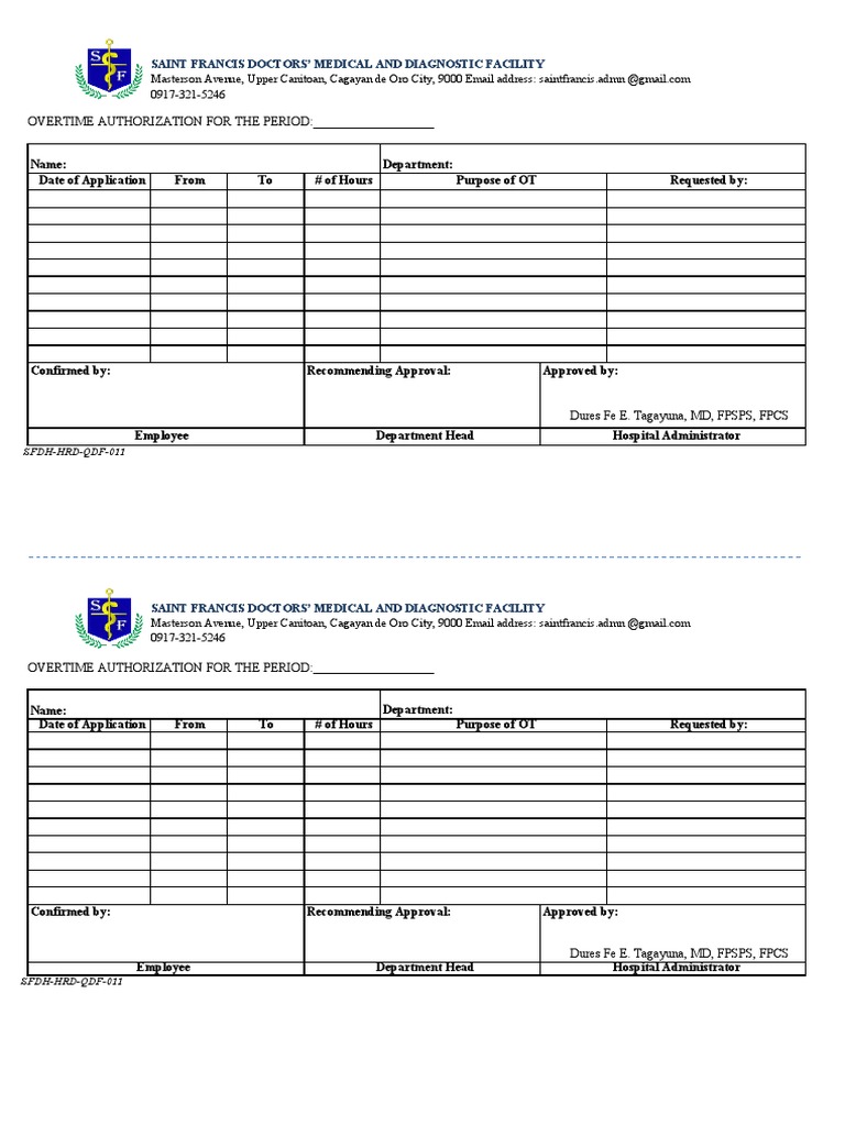 Overtime Form Updated | PDF