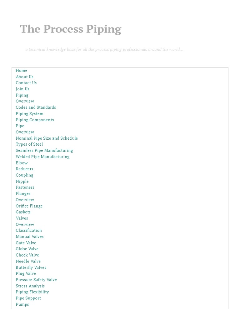 Codes, Standards and Recommended Practices - The Process Piping | PDF ...