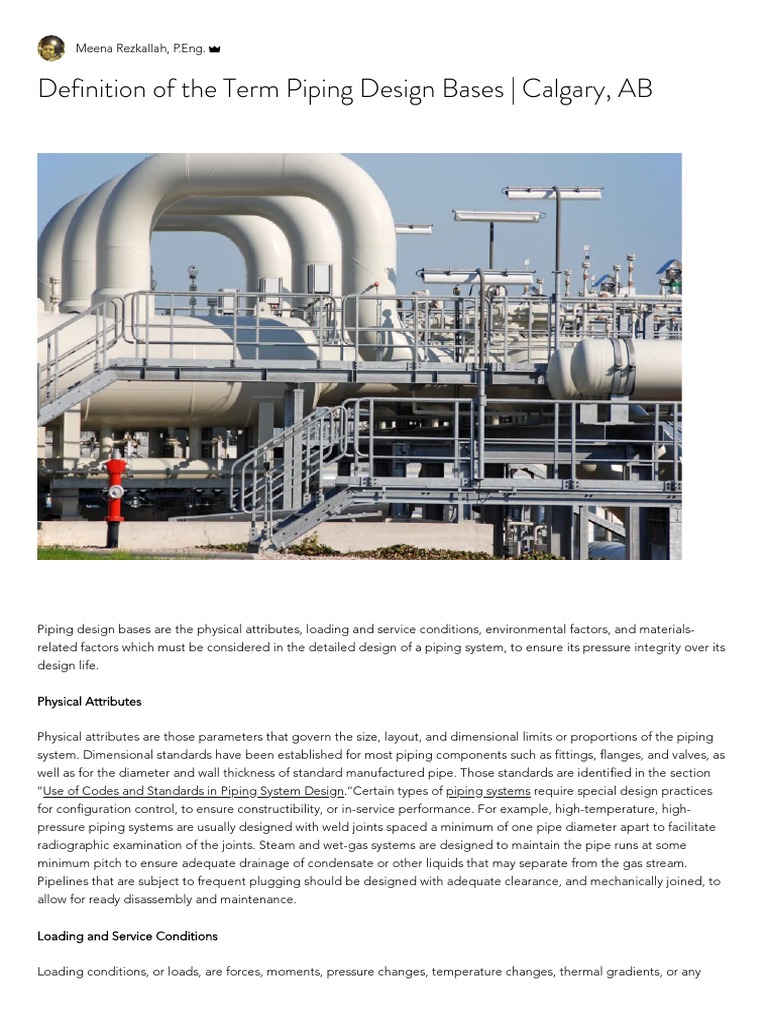 Definition of The Term Piping Design Bases - Calgary, AB | PDF | Pipe ...