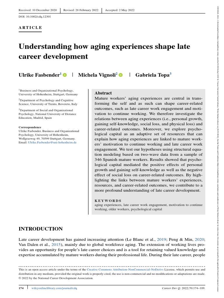 Understanding how aging experiences shape late career development (1 ...
