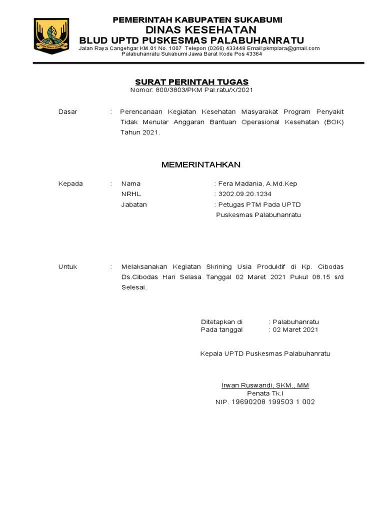 Surat Tugas PTM | PDF