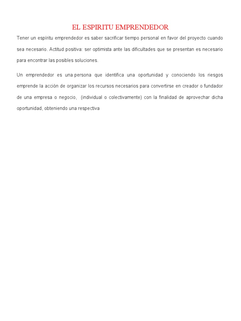 El Espiritu Emprendedor Pdf