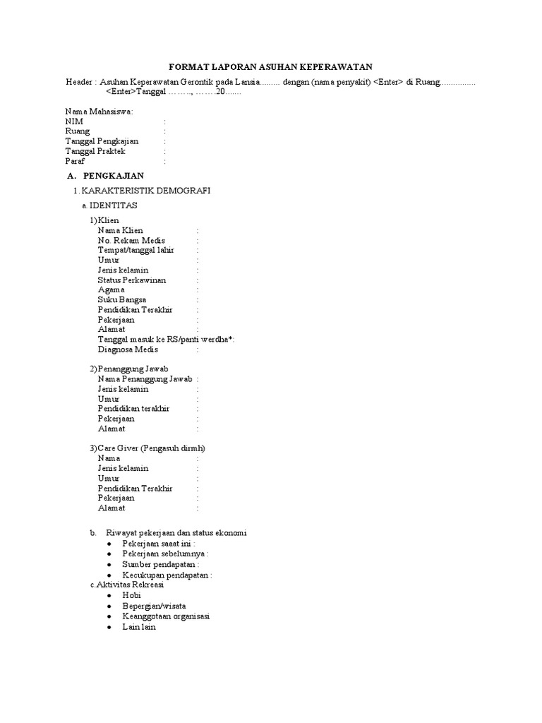 FORMAT Pengkajian Gerontik UMT | PDF | Kesehatan Holistik