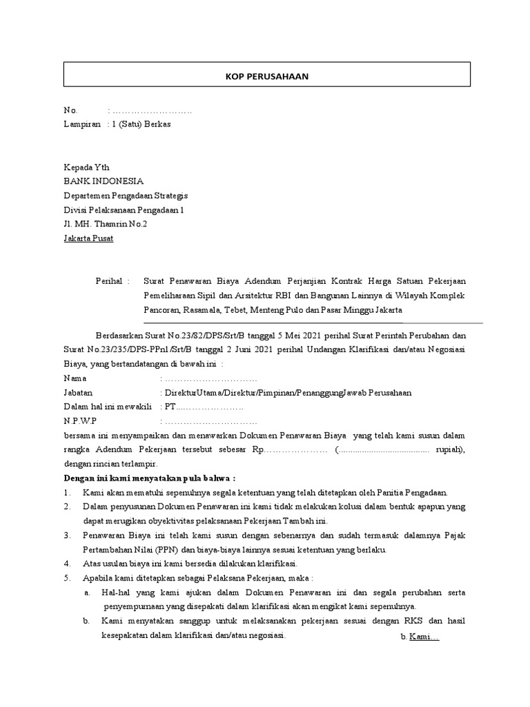 Template Surat Penawaran | PDF