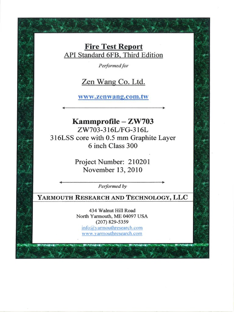 Kamprofile ZW703 - API 6FB Certificate | PDF