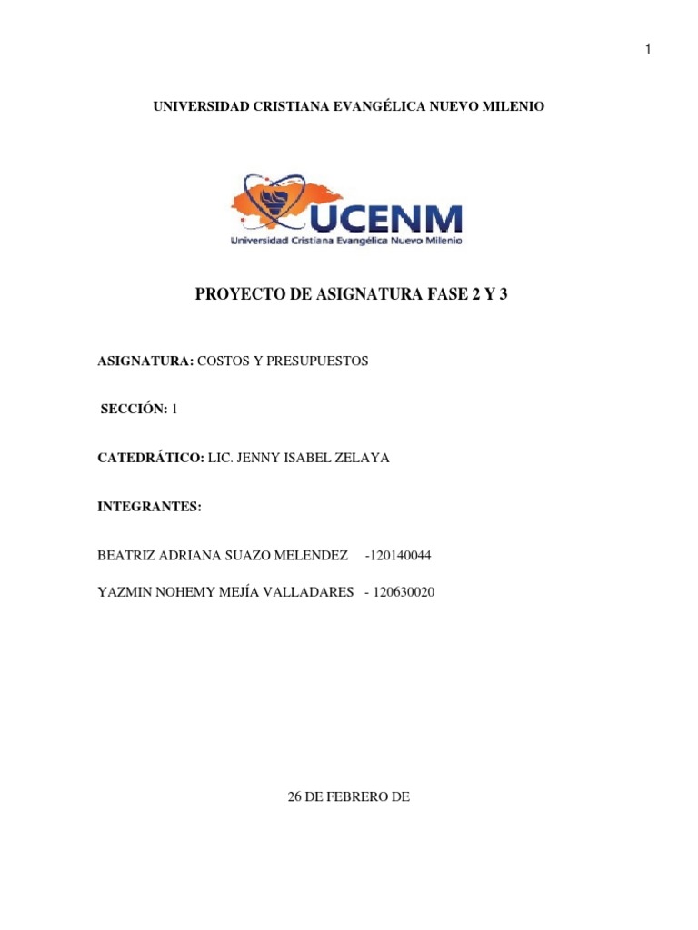 Proyecto de Asignatura Fase 2 y 3 | PDF | Calidad (comercial) | Panes