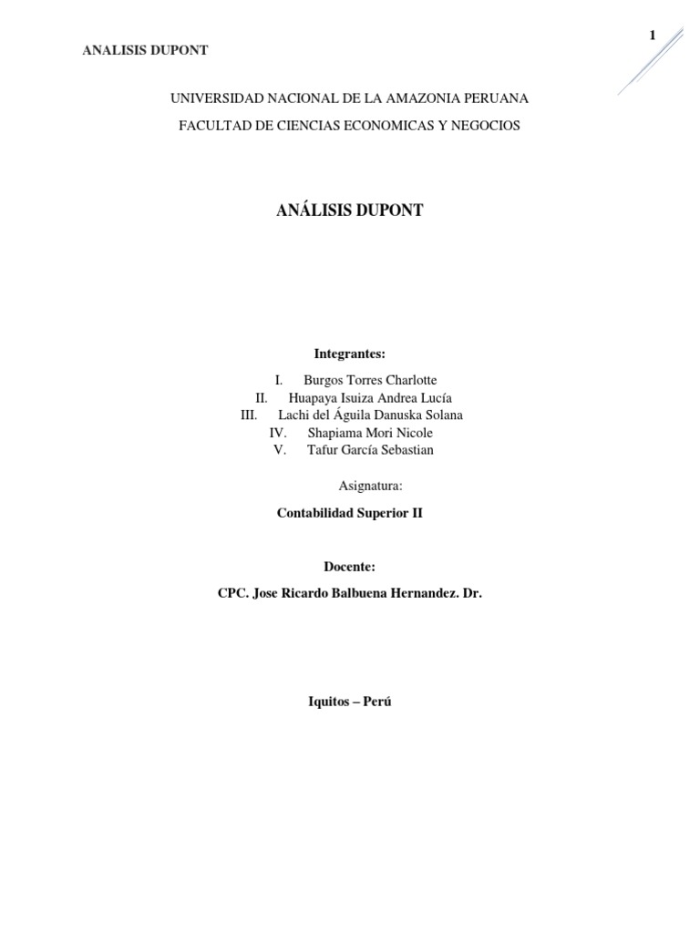 Monografia Contabilidad Superior Análisis Dupont Equipo 1.... | PDF | Rentabilidad sobre ...