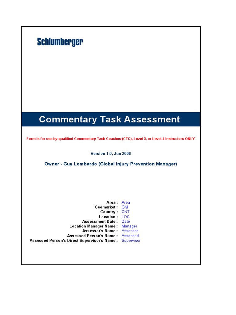 Commentary Task Assessment - V1 - 06-08-07 | PDF | Business