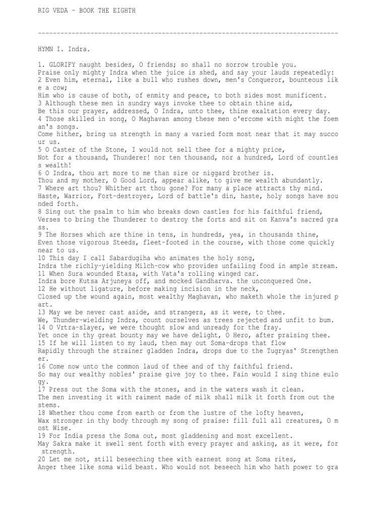 Hindu - Vedas - Rig Veda - Book 8 | PDF | Sacrifice | Heaven