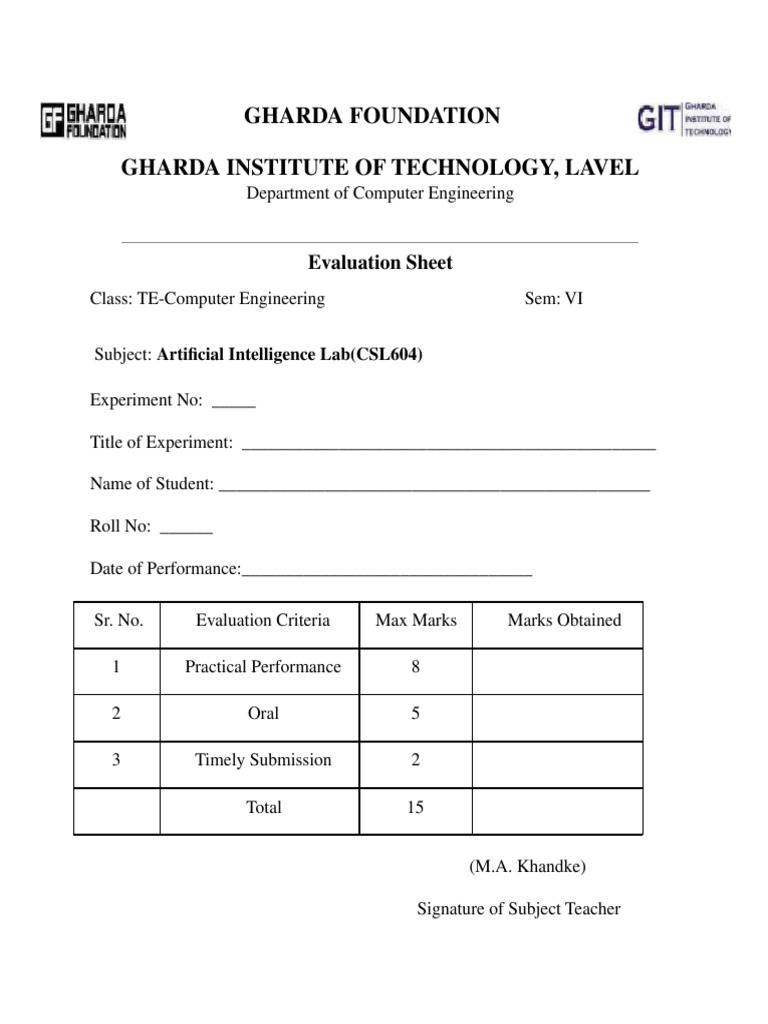 FINAL Evaluation Sheet of AI | PDF | Computers