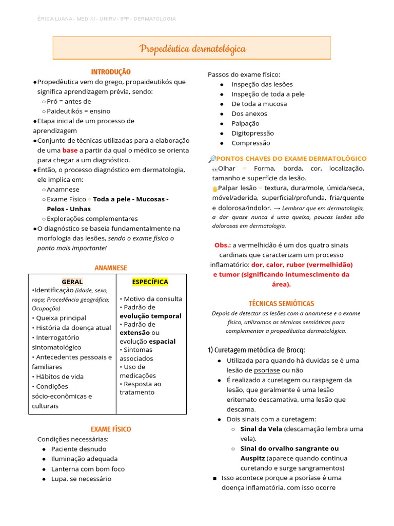 Propedêutica Dermatológica | PDF | Psoríase | Pele