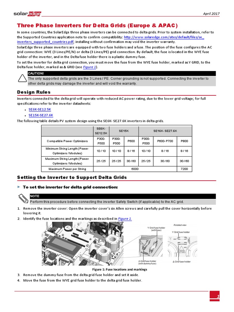 Delta Grid Connection for Inverters | PDF | Power Inverter | Fuse ...