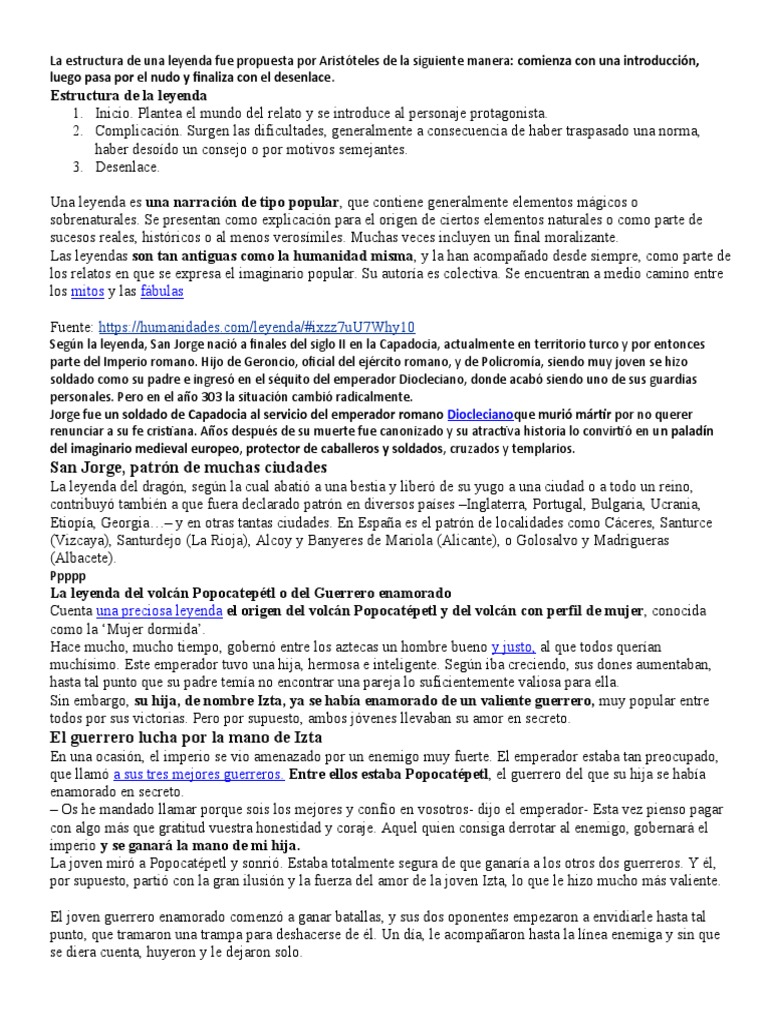 La Estructura de Una Leyenda Fue Propuesta Por Aristóteles de La ...