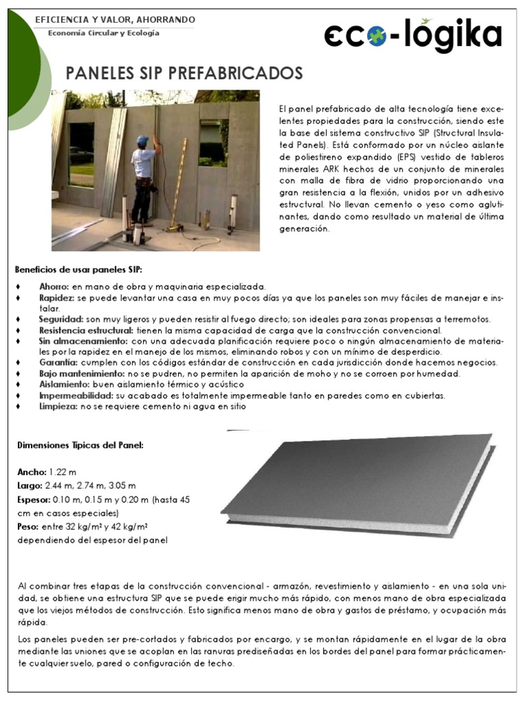 Ficha Tecnica Paneles SIP Prefabricados | PDF | Aislamiento térmico | Naturaleza