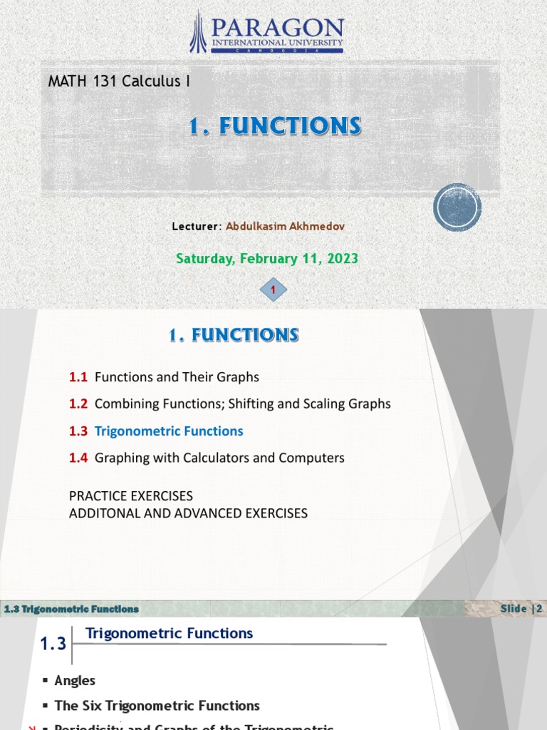 1.3 Trigonometric Functions | PDF | Trigonometric Functions | Complex Analysis