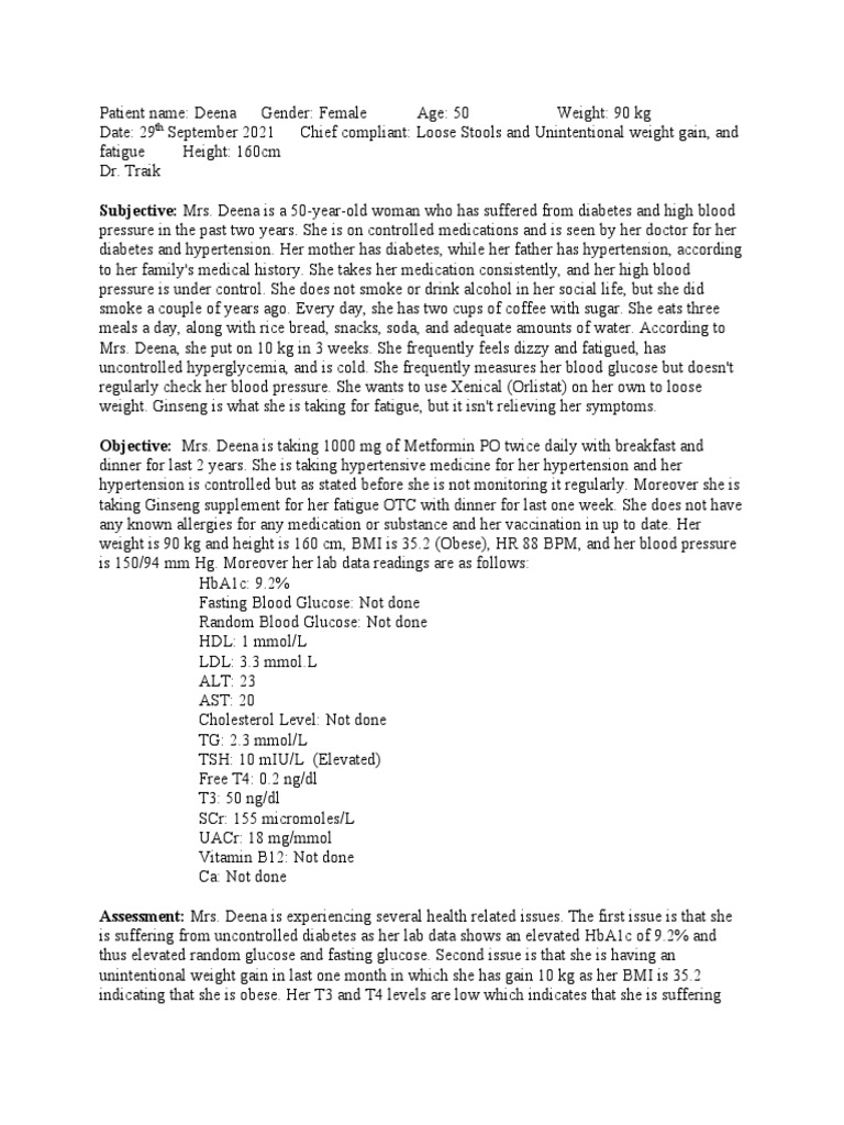 SOAP Note-1 | PDF | Hypertension | Glycated Hemoglobin