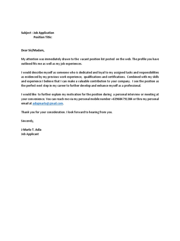 Job Application for Open Position | PDF