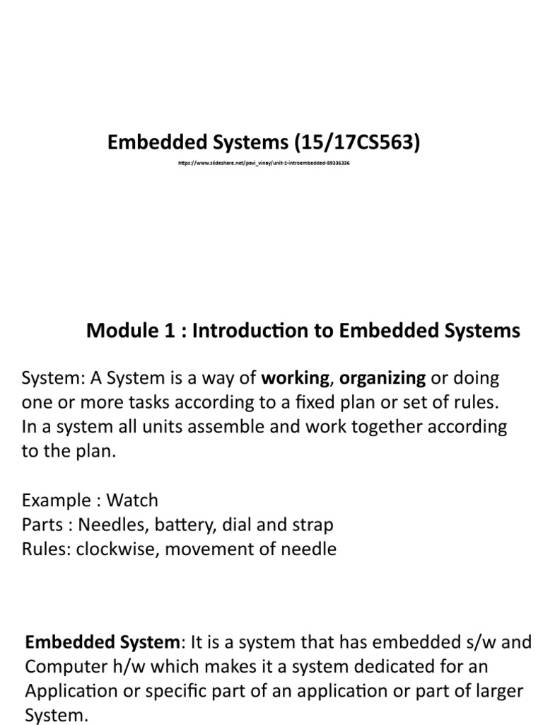17CS563 Mod1 | PDF | Microcontroller | Embedded System