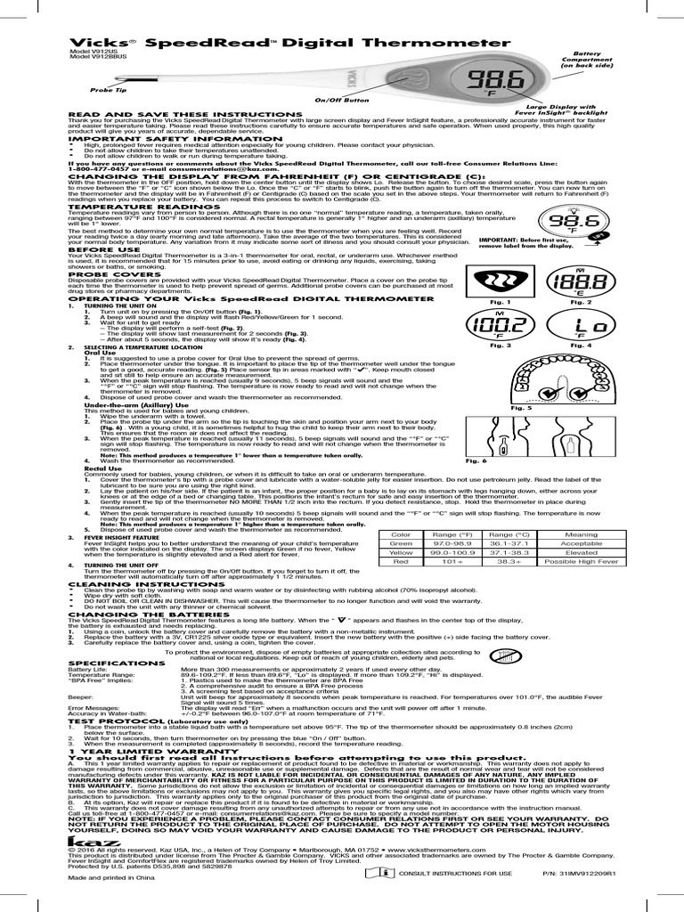 V912us Speedread Therm Om | PDF | Thermometer | Temperature